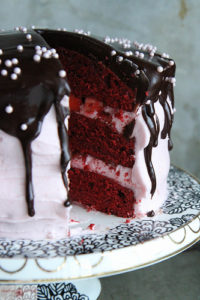 Red Velvet Strawberry Chocolate Cake for Valentine's day - moco-choco